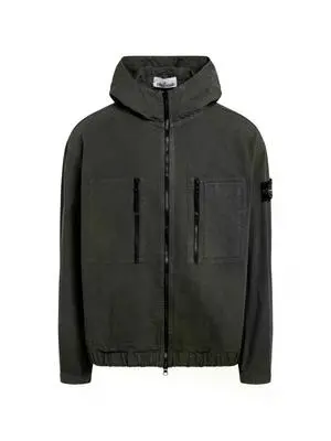 Stone Island 1200011 Organic Cotton Ripstop Comfort-fit Hooded Overshirt With Zip Pockets - Green