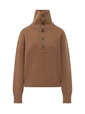AMI Paris High-button Turtleneck Sweater - Camel