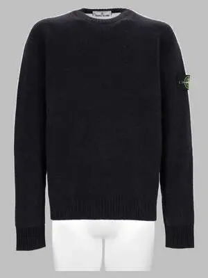 Stone Island Alpaca-virgin Wool Blend Crewneck Sweater - Black
