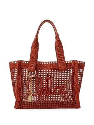 Chloé Open-knit Logo Tote Bag - Gingerred