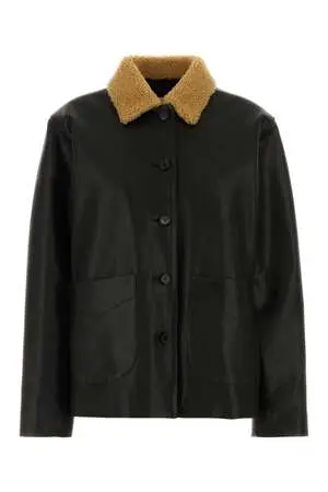 Khaite Wilson Caban Coat In 100% Lamb - Black