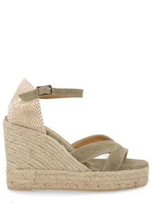 CastaÑer Castaner Ankle-Strap Espadrille Wedge Sandals Green