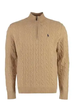 Polo Ralph Lauren Ribbed-edge Cable-knit Wool & Cashmere Turtleneck Pullover - Camel