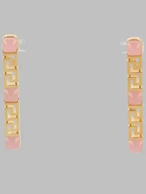 Versace Statement Earrings With Signature Motif - Gold