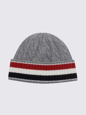 Thom Browne Cable And Rib Beanie Cap In 100% Virgin Wool - Lt Grey