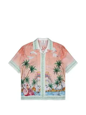 Casablanca Cuban Collar Short-sleeve Shirt - Ethereal