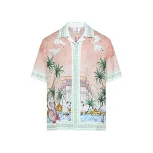 Casablanca Cuban Collar Short-sleeve Shirt - Ethereal