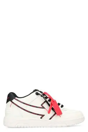 Off-White Low-top Leather Sneakers With Contrasting Red Stitching And Arrow Side Detail