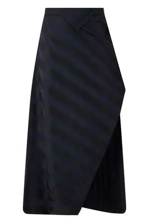 VIVIENNE WESTWOOD Asymmetrical Pleated Midi Wool Skirt