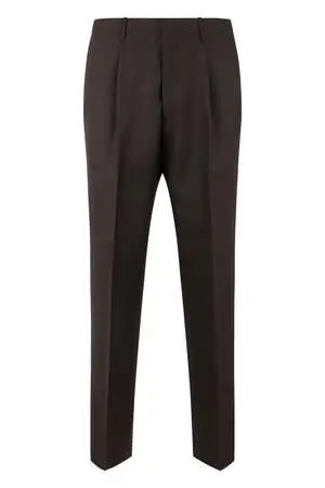 SLOWEAR Pleated Wool Trousers With Elastic Waistband