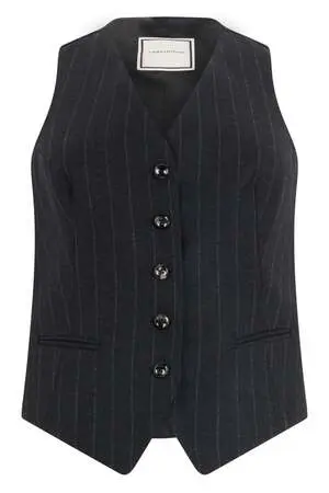 0205 TAGLIATORE Tagliatore 0205 Virgin Wool Fitted Button-front Vest With Pockets - Black