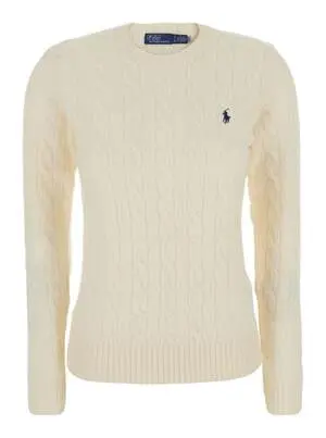 Polo Ralph Lauren Polo Pony Cable-knit Wool-cashmere Crewneck Sweater For - White