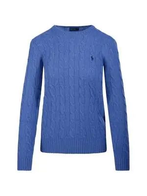 Ralph Lauren Cable-knit Crewneck Sweater In Wool & Cashmere - Light Blue