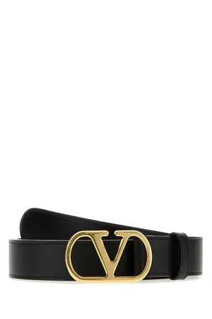 Valentino Garavani Vlogo Signature Leather Belt, 3 Cm Height - Black