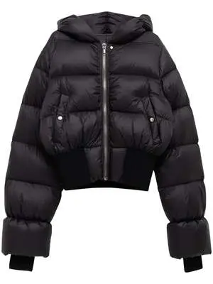 Rick Owens Cropped Hooded Down Puffer Jacket - Black