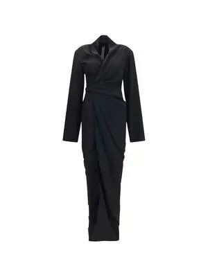 Rick Owens Draped Long Sleeve Wrap Dress - Black