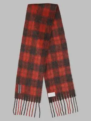 Our Legacy Plaid Fuzzy Alpaca Scarf - Red