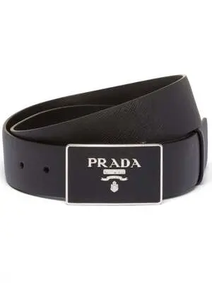 Prada Reversible Logo Buckle Belt - Nero