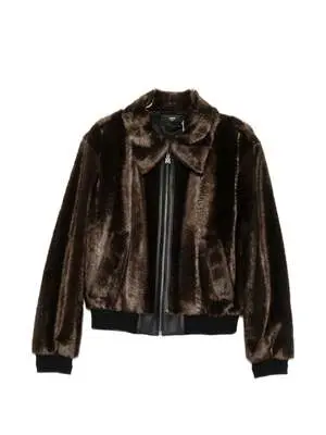 Amiri Faux Fur Blouson Jacket - Husk
