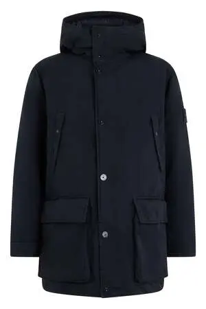 Stone Island Parka Jacket With Hood In Black - Blue
