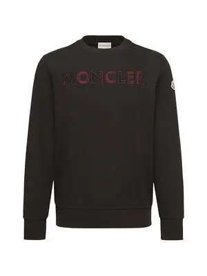 Moncler Logo-embroidered Crewneck Sweatshirt - Black