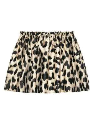 Givenchy Leopard Print Jacquard Mini Skirt With Pleats And Elastic Waist Bow - Beige