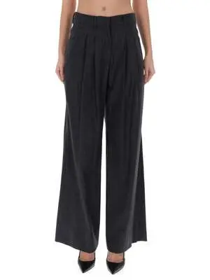 PT TORINO Pt Torino Women's High-Rise Pleated Wide-Leg Trousers Grey