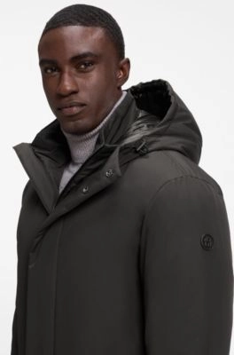 BOSS Hooded Down Jacket In Water-repellent Fabric