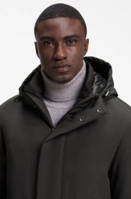BOSS Hooded Down Jacket In Water-repellent Fabric