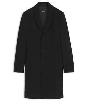BOSS Slim-fit Coat In A Wool Blend - Black