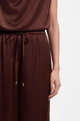 Hugo Relaxed-fit Pants In Satin With Drawstring Waist