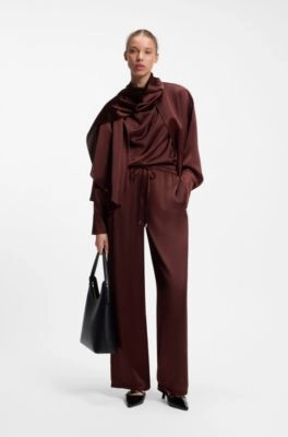 Hugo Satin Top With Draped Neckline