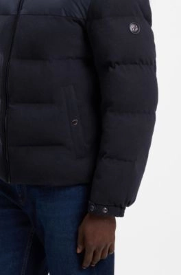 BOSS Removable-hood Jacket In Brushed Twill