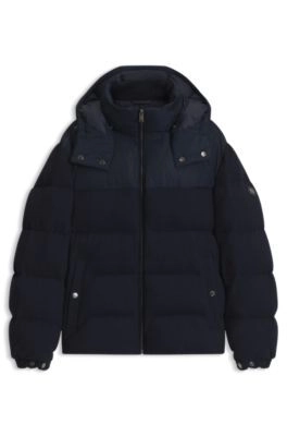 BOSS Removable-hood Jacket In Brushed Twill