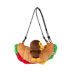 A BATHING APE Milo Plush Crossbody Bag Croissant