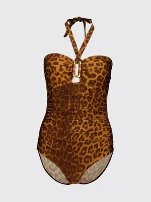 Zimmermann Animal Print One-piece Swimsuit With Sweetheart Neckline And Ring
