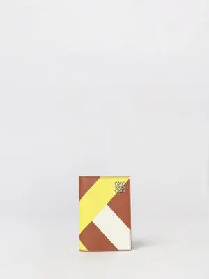 Loewe Anagram Compact Bifold Wallet In Bicolour Calfskin Leather - Brown