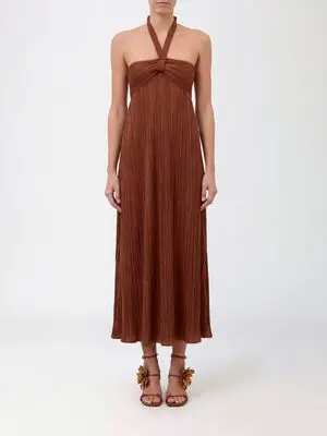 Zimmermann Pleated Halter-neck Midi Knit Dress In Lurex Viscose