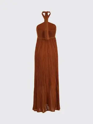 Zimmermann Pleated Halter-neck Midi Knit Dress In Lurex Viscose