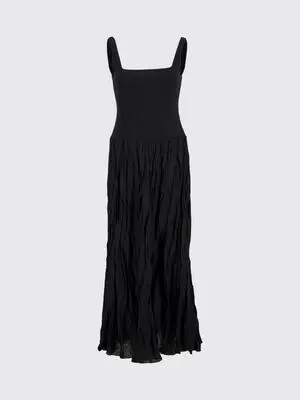Johanna Ortiz Crinkled-effect Linen And Cotton-blend Knit Midi Dress - Black