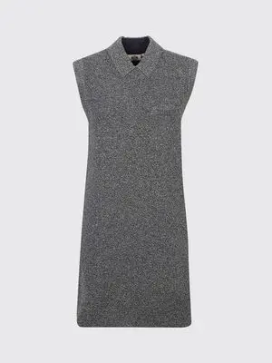 Marni Wool Blend Knit Polo Mini Dress With Classic Collar - Grey