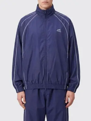 Balenciaga Relaxed Fit Cotton-blend Zip-up Sweatshirt With A High Neck - Navy