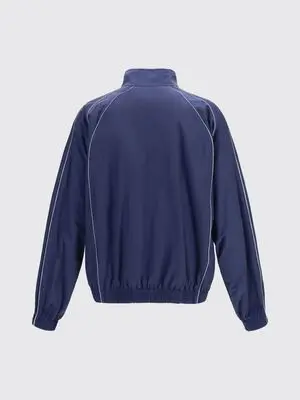 Balenciaga Relaxed Fit Cotton-blend Zip-up Sweatshirt With A High Neck - Navy