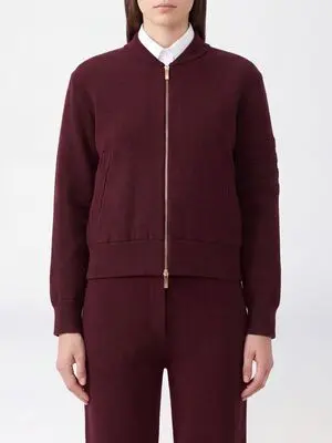 Thom Browne Virgin Wool And Linen Blend Bomber Jacket With Zip Closure - Red