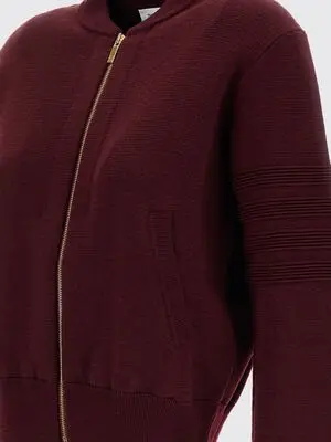 Thom Browne Virgin Wool And Linen Blend Bomber Jacket With Zip Closure - Red