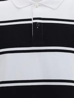 Balenciaga Striped Long-sleeved Cotton Polo Shirt With A Ribbed Collar