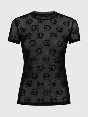 Philipp Plein Slim Fit Sheer Polyamide T-shirt With Hexagon Logo