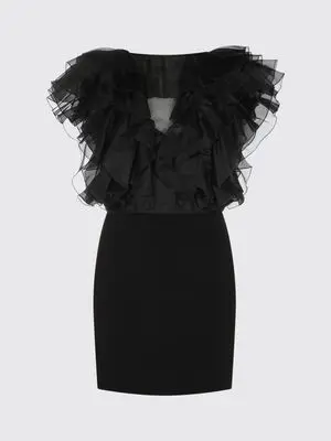 Max Mara Sleeveless Silk Sheath Mini Dress With Ruffles