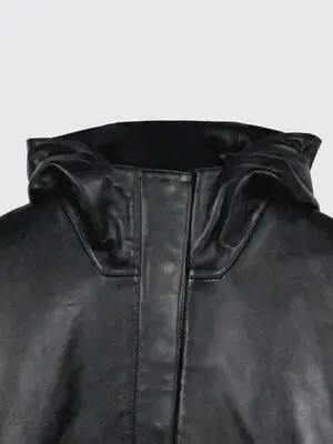 RÓHE Cropped Smooth Lambskin Leather Jacket With Hood And Dropped Shoulders