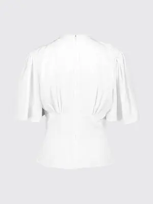 Rabanne Draped Viscose Blouse With Short Kimono Sleeves And Crew Neck